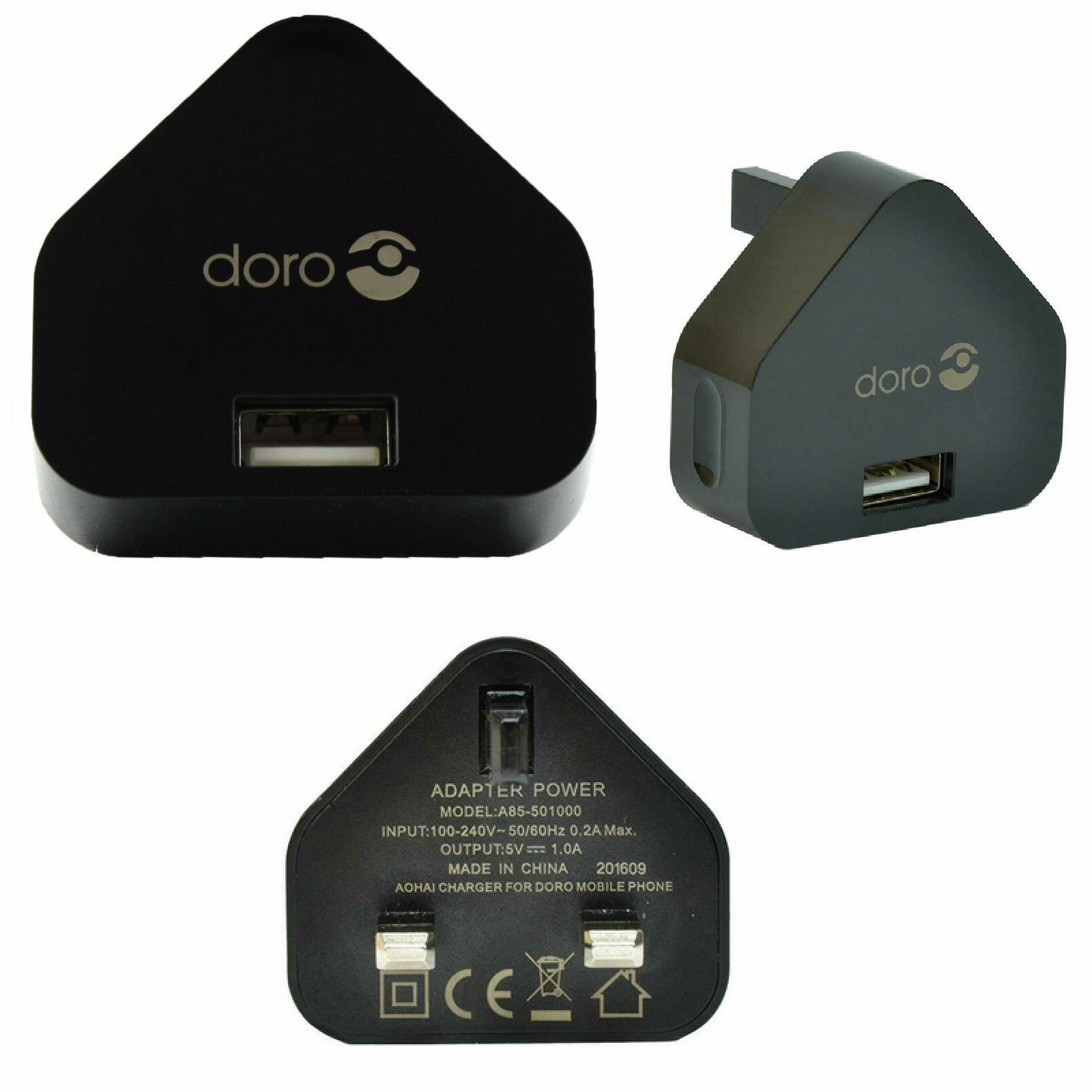 DORO A85-501000 UK 3 PIN TRAVEL CHARGER ADAPTER MAINS PLUG - OFFICIAL ...