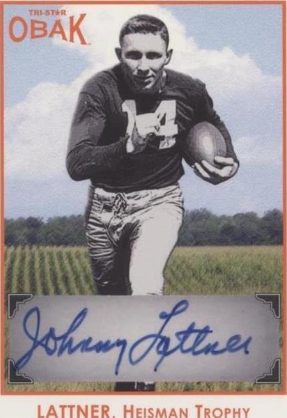 2011 TRI-STAR Obak - Autographs Orange #A22 Johnny Lattner /75 (AU) for ...