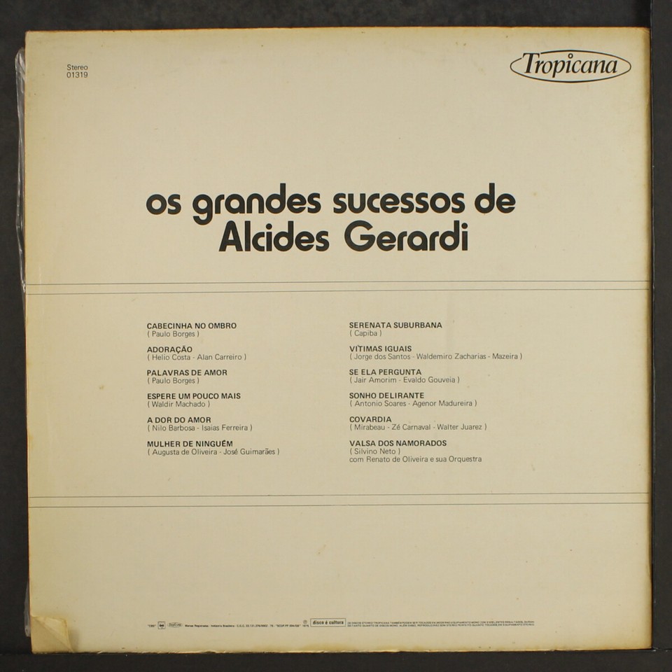 ALCIDES GERARDI: os grandes sucessos TROPICANA 12" LP 33 RPM Brazil | eBay