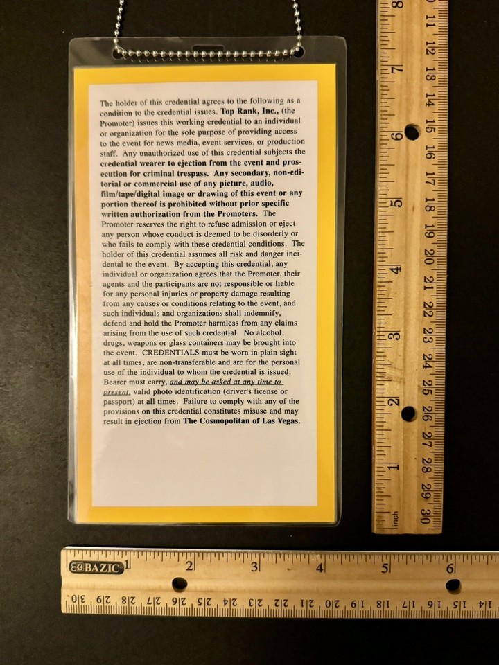 Boxing Media Press Credential Brandon Rios vs. Diego Gabriel Chaves ...