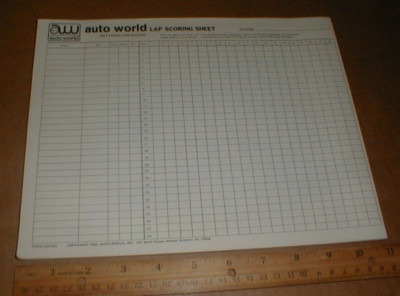 1969 Auto World Lap Scoring Sheet pad w/40 Slot Cars original unused ...