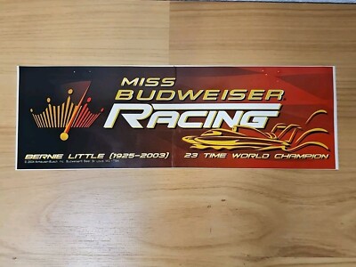 Miss Budweiser Hydroplane Racing Bernie Little 23x Champ Bumper Sticker ...