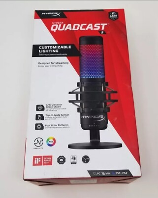 NEW HyperX QuadCast S RGB USB Condenser Microphone Black HMIQ1S-XX-RG/G ...