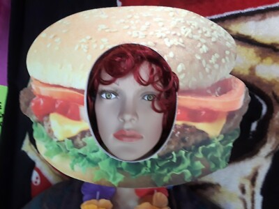 Jumbo Hamburger mask Halloween Mask 12" h x 16" w | eBay