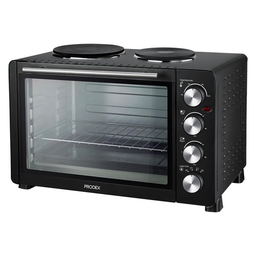Electric Mini Oven with Grill and Double Hotplate Hob, 45 Litre, Prodex ...