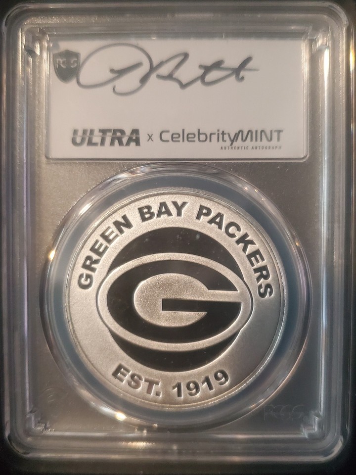1oz .999 Silver Rnd NFL-Green Bay Packers Leroy Butler Signed Label ...