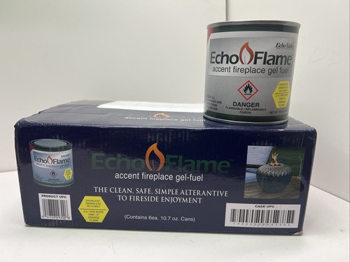 Real Echo Flame 10.6oz Premium Gel Sootless Fireplace Fuel Pack of 6 ...