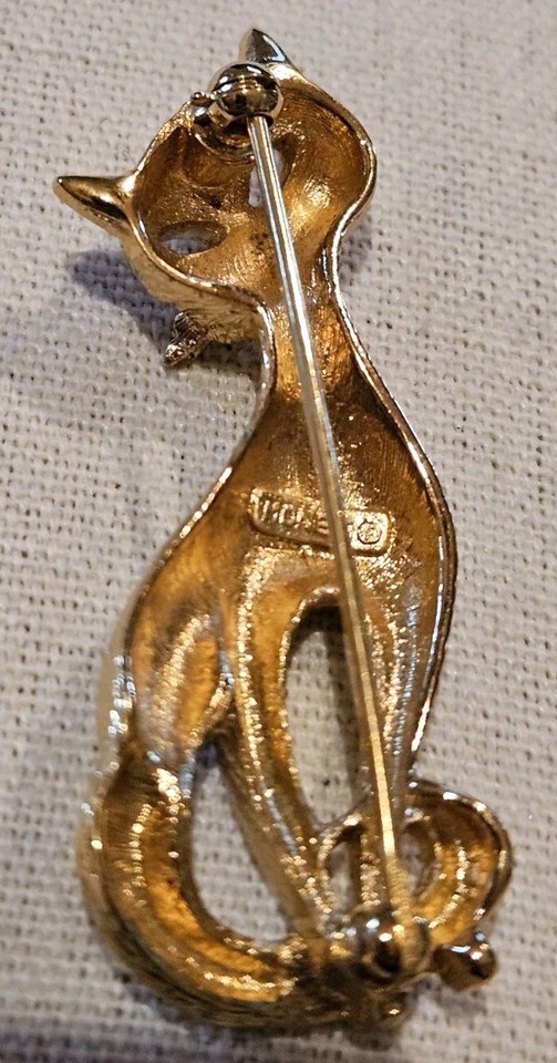 Classic MONET Gold Plated Sassy Cat Pin Brooch 2 In Signed | eBay