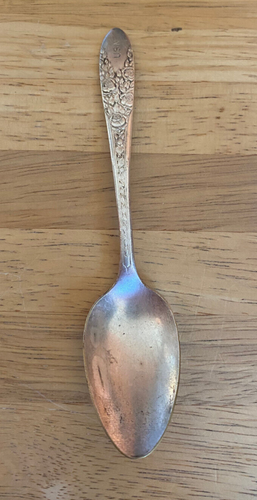 USN-Engraved-7 inch Spoon-Leaves and Roses Pattern-National Silver ...