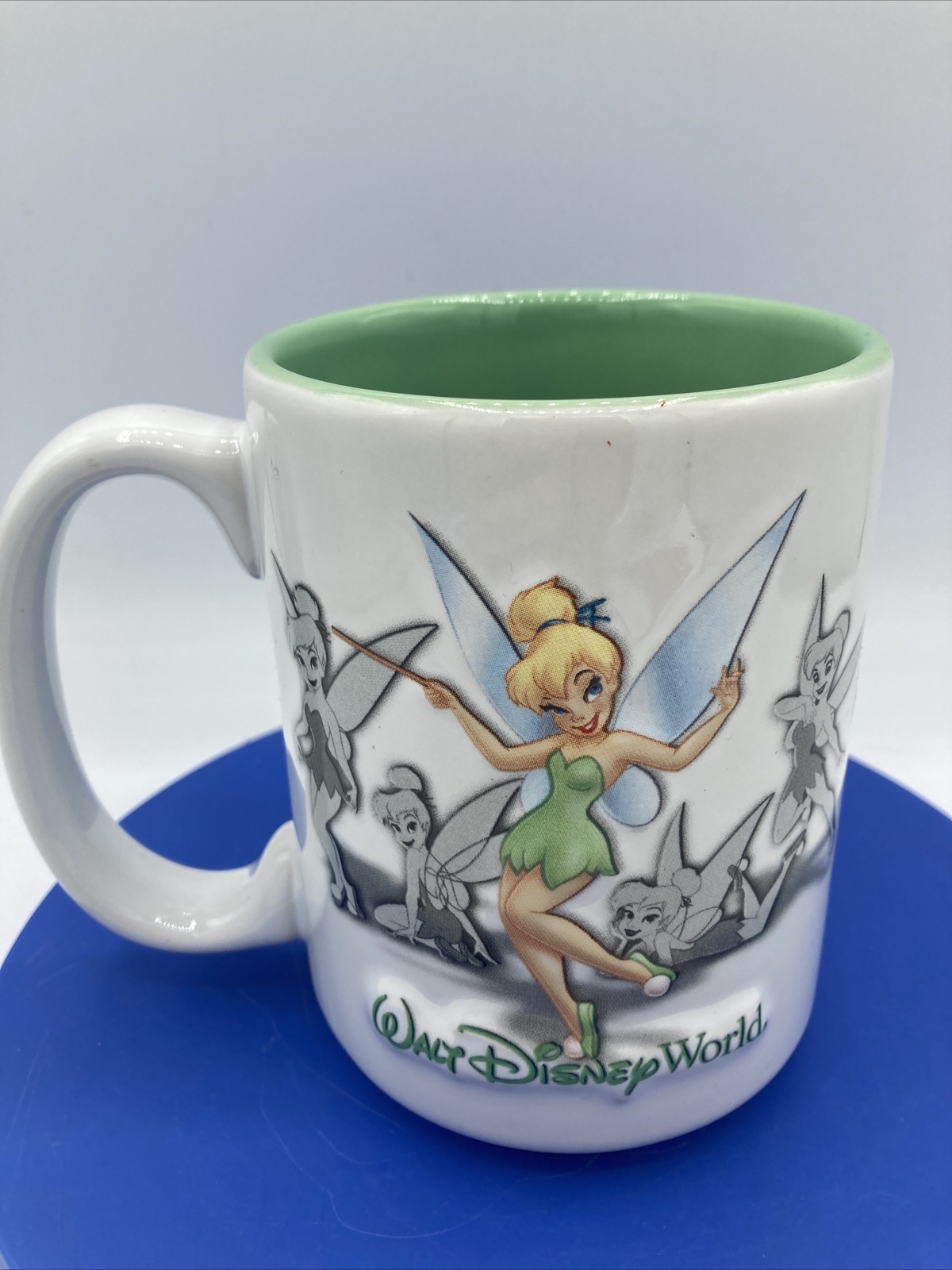 Disney Parks 3D Tink Mug Tinker Bell Coffee Cup Green 16oz Walt Disney ...