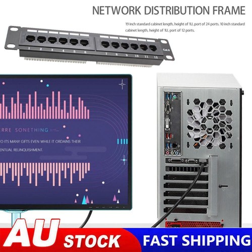 12 Port CAT6 Patch Panel RJ45 Networking Wall Mount Rack Bracket (GL ...