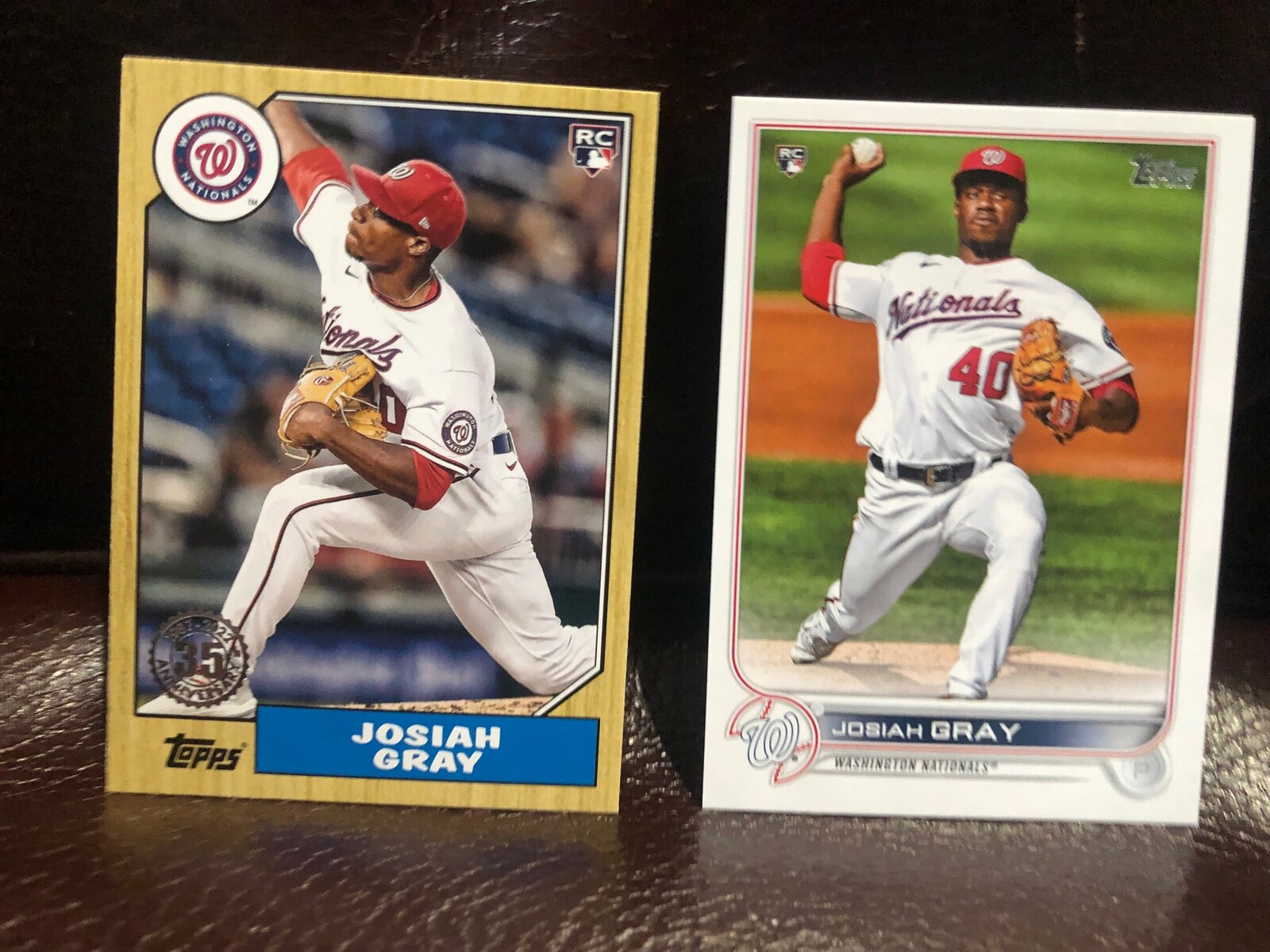 2022 35th Anniversary Josiah Gray RC #T87-32 & Base RC # 43 Nationals ...