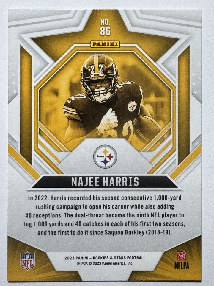 NAJEE HARRIS Pittsburgh Steelers 2023 Panini Rookies & Stars Football ...