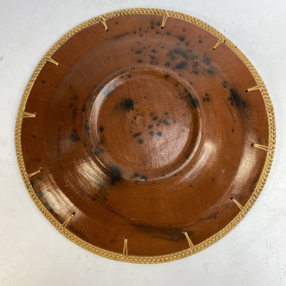 Turtle Design Redware Pottery Basket Weave Edge Trim Collector Bowl 10. ...