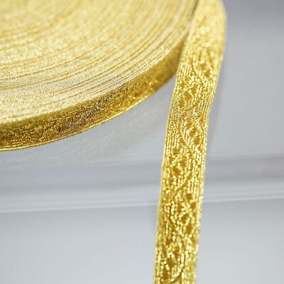1.2cm Bullion Metallic gold braid Trim, Lace Ribbon, Jacquard galloon ...