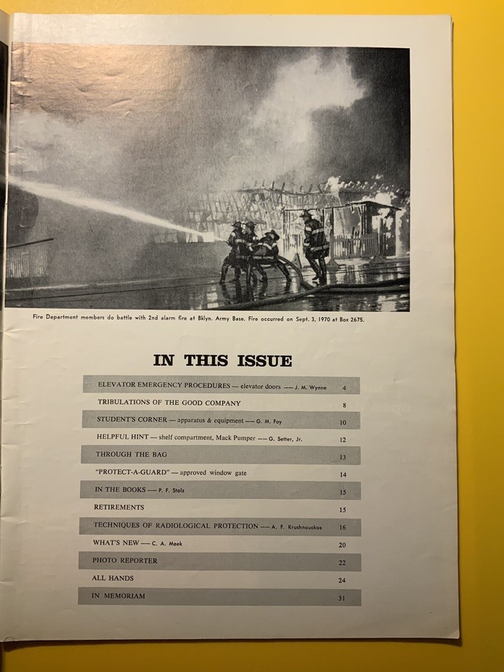 WNYF FDNY New York Firefighters Magazine 3rd 1970 Elevator Emergency ...