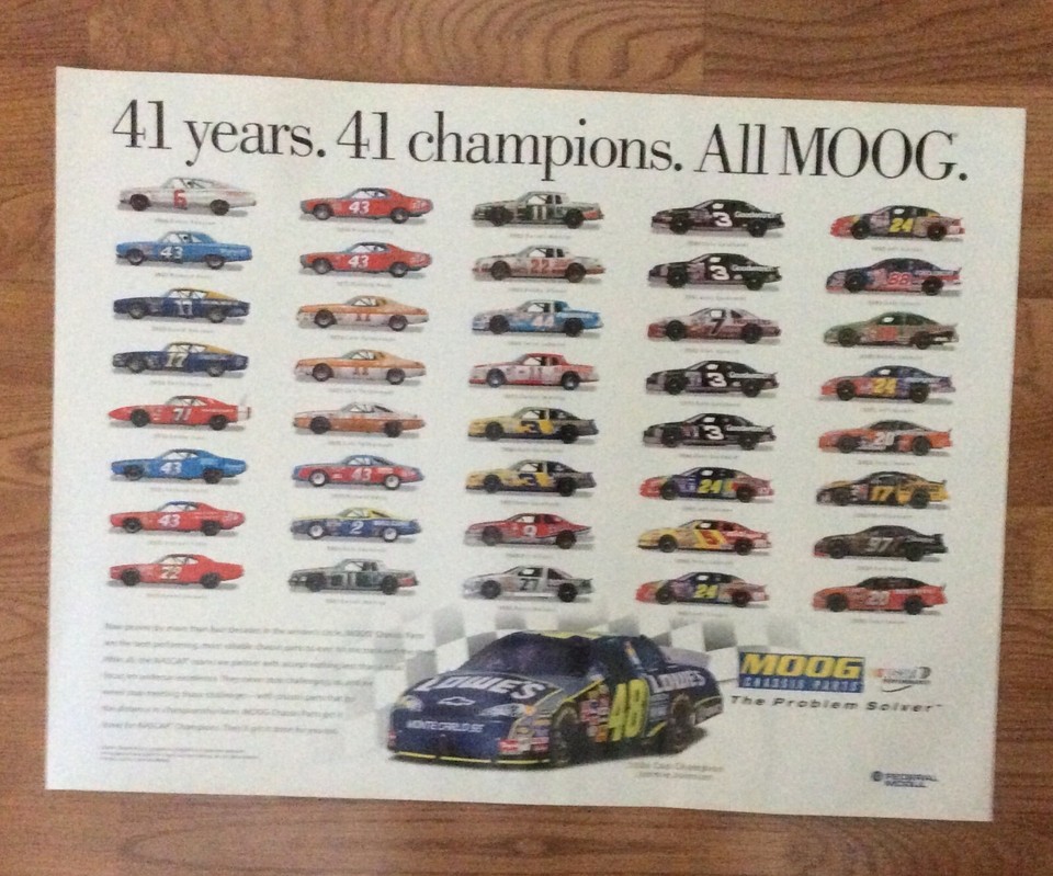 NASCAR CHAMPION MOOG POSTERS Multiple Years 31,33,35 To 41 and 45 To 52 ...