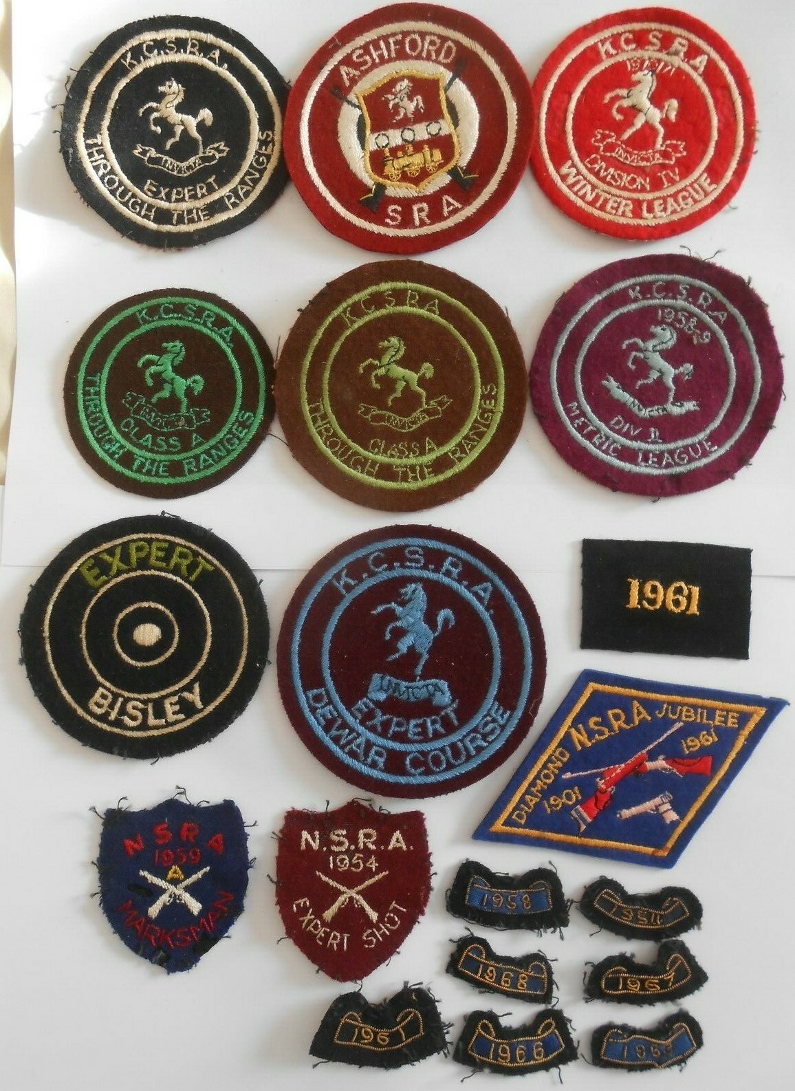 kent small arms shooting marksman patches 1953-1968 Bisley NSRA KCSRA ...