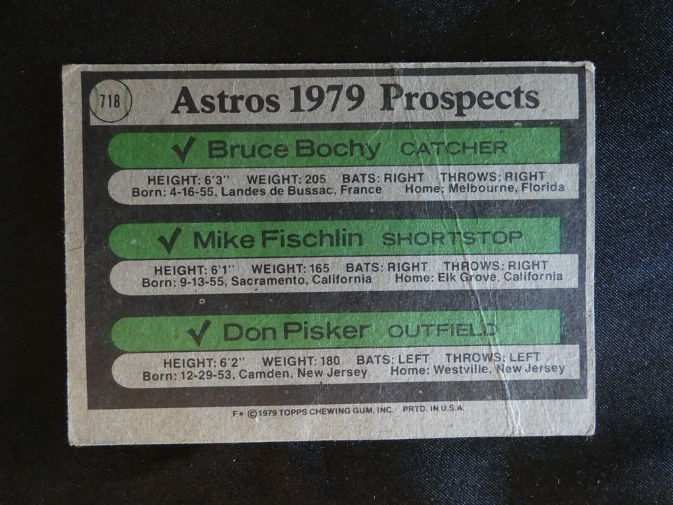 VINTAGE BASEBALL CARD #718 ASTROS PROSPECTS 1979 SIGNED DON PISKER | eBay