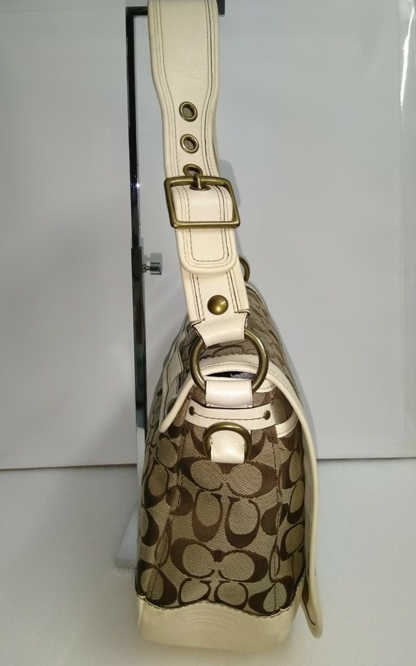 Coach Ali Signature Brown Canvas Leather Trim 65th Ann. Turnlock ...