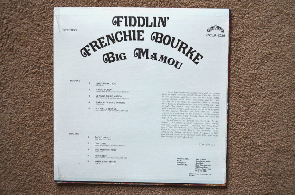 Fiddlin’ Frenchie Bourke LP “Big Mamou” Crazy Cajun 1038, SEALED | eBay