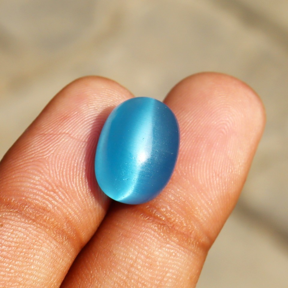 13.45Ct Oval Cabochon Cut Cats Eye Loose Natural Gemstone Ring Size ...