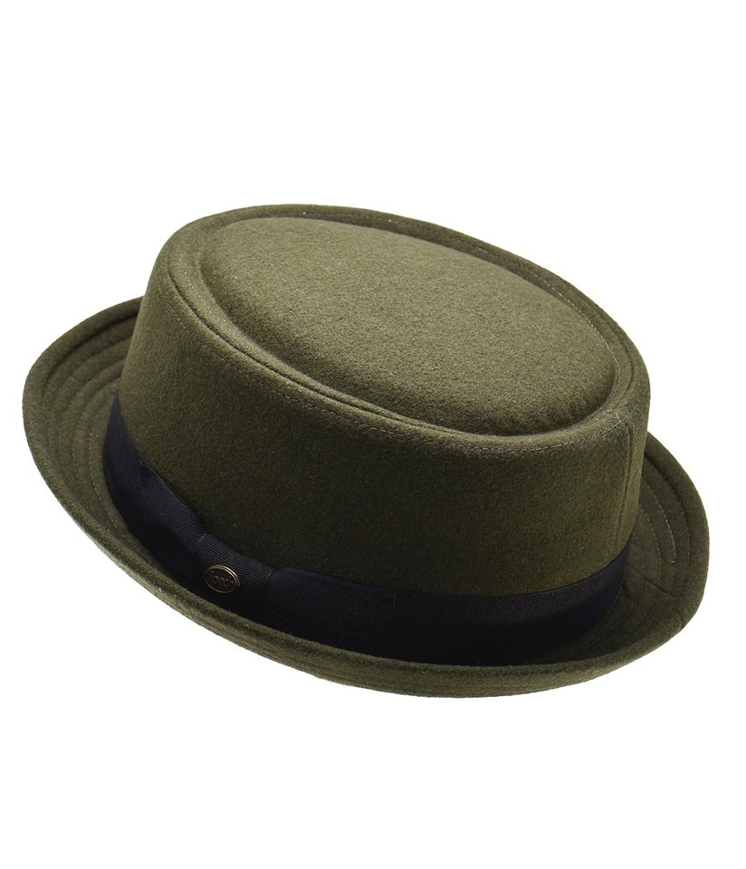Round Shape Wool Fedora Hat w/Grosgrain Band Classic Pork Pie Stingy ...