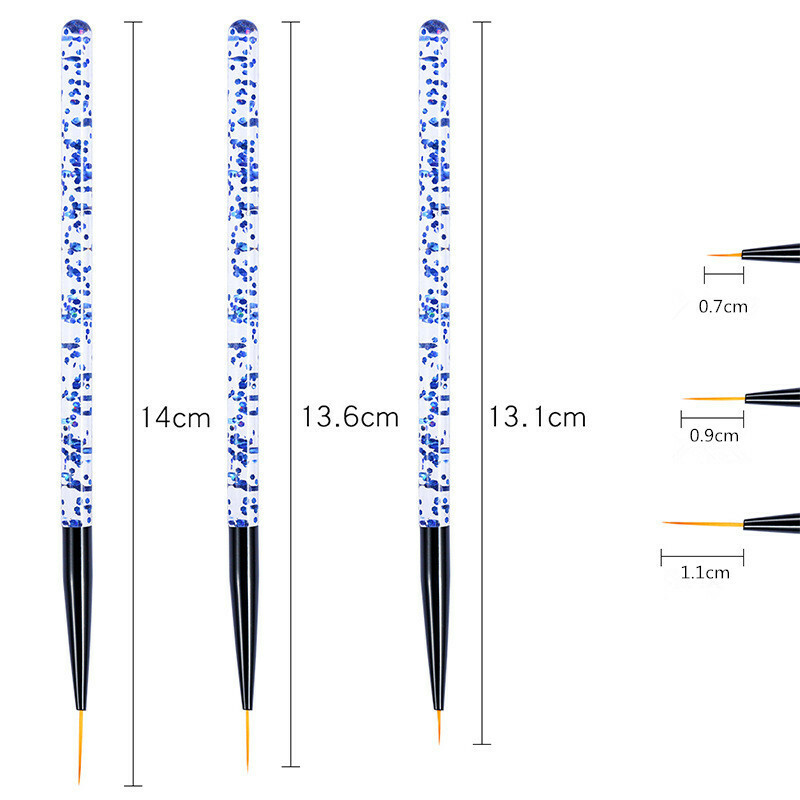 3pcs/Set Nail Art Liner Brush Painting Drawing Line Pen Acrylic Handle ...