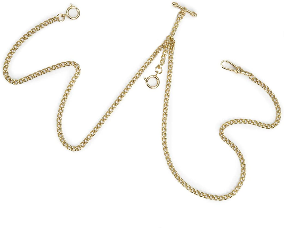 Pocket Watch Chain Double Albert T-Bar - Antique 29 Inch Chains Vest ...