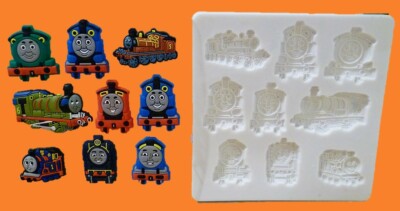 THOMAS THE TANK ENGINE SET SILICONE MOULD FOR CAKE TOPPERS, CHOCOLATE ...