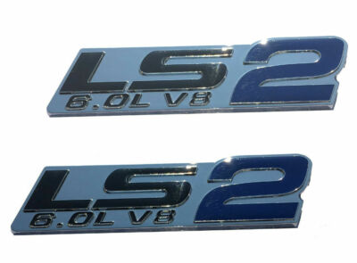 2x Chrome blue LS2 6.0L V8 Engine Emblems Badge for car Nameplate new ...