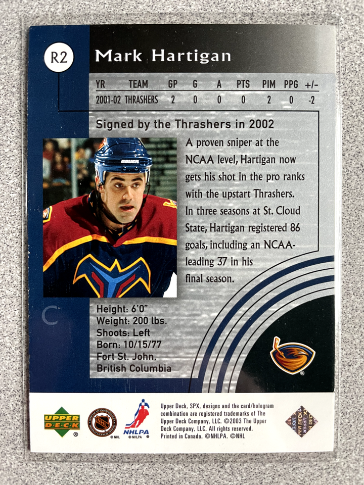 2001-02 SPx Rookie Exchange Mark Hartigan Rookie Card /1250 #R2 ...