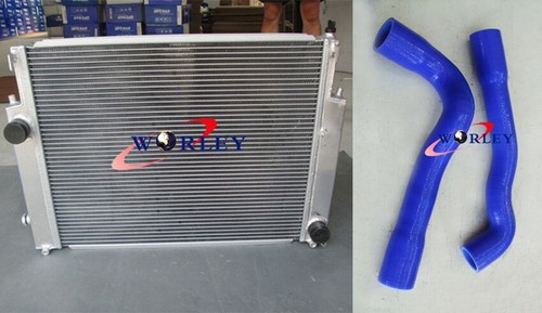 Aluminum radiator + blue hose for BMW E36 M3 Z3 325TD 320 323 325 328 ...