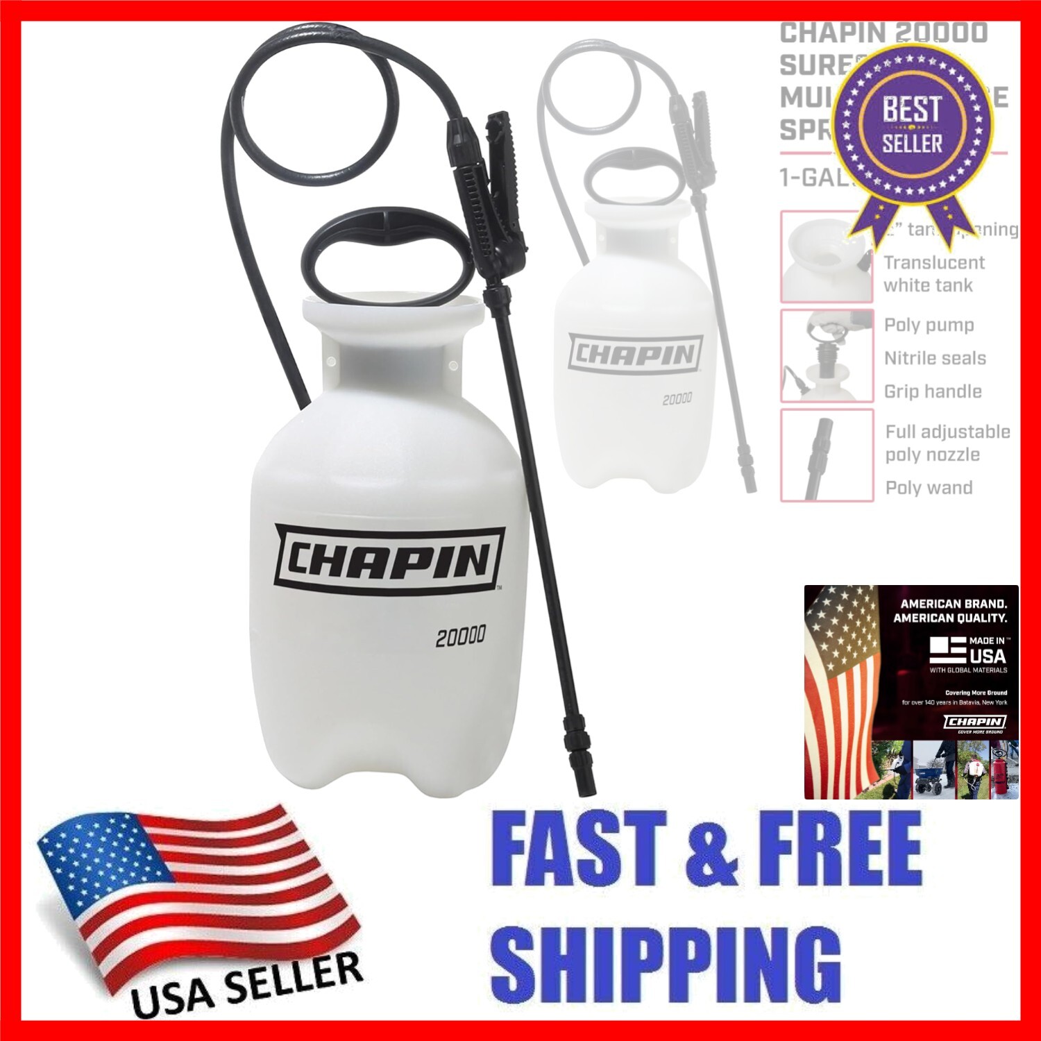 Chapin 1-Gallon Garden Pump Sprayer with Anti-Clog Nozzle for Precise ...