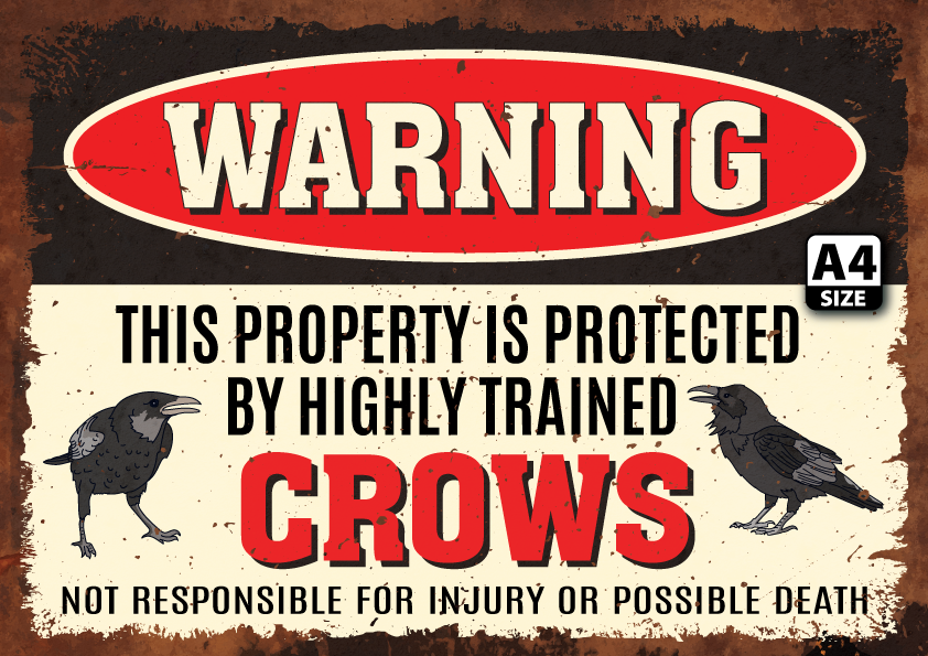 Warning Property Crows Sign Indoor/Outdoor Wall Art Decor Gift Metal ...