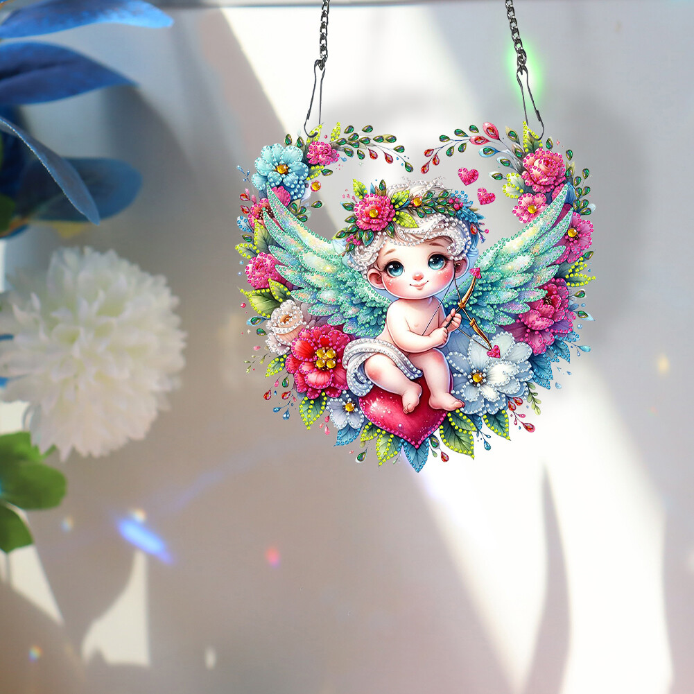 Single Side Wreath Angel Diamond Painting Hanging Pendant Wall Decor ...