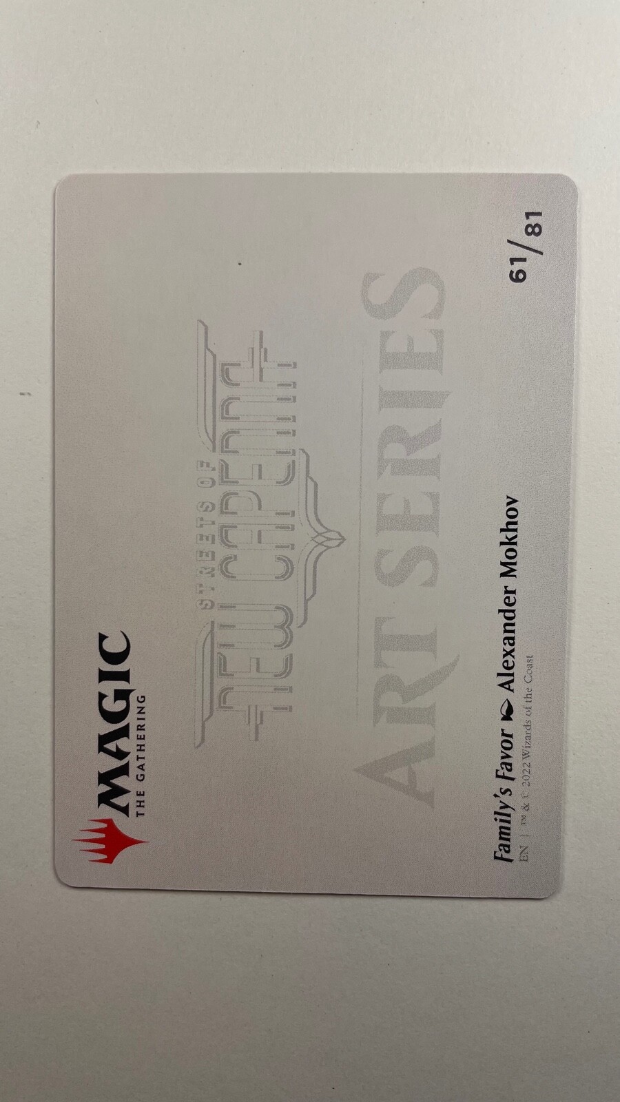 MTG Streets of New Capenna Art Series Family's Favor Art Card Gold ...