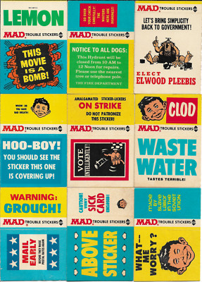 1983 Mad Magazine Stickers 9 Card Lot with Lemon VG | eBay