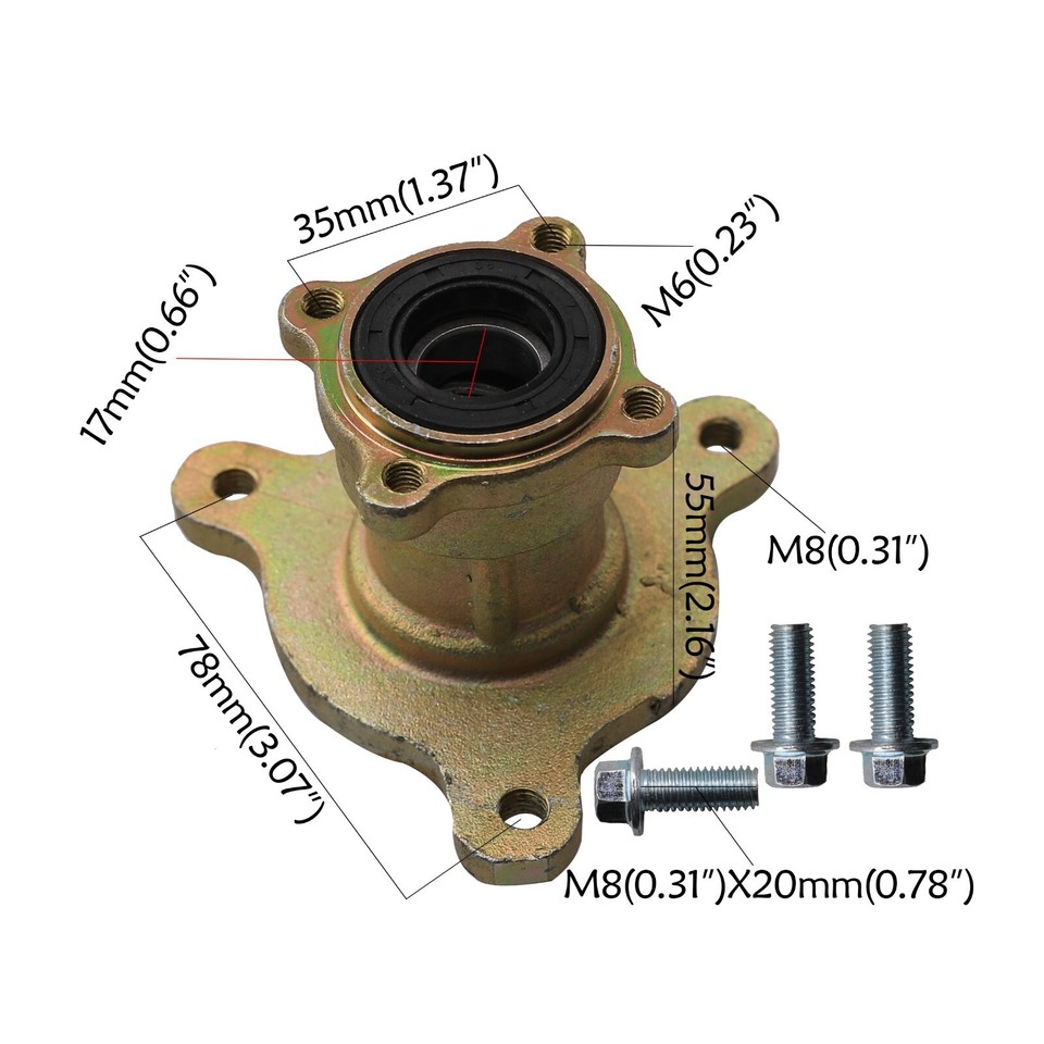 Pair 3 Stud Front Wheel Hubs Knuckle Spindle for 125cc Go Kart ATV Quad ...