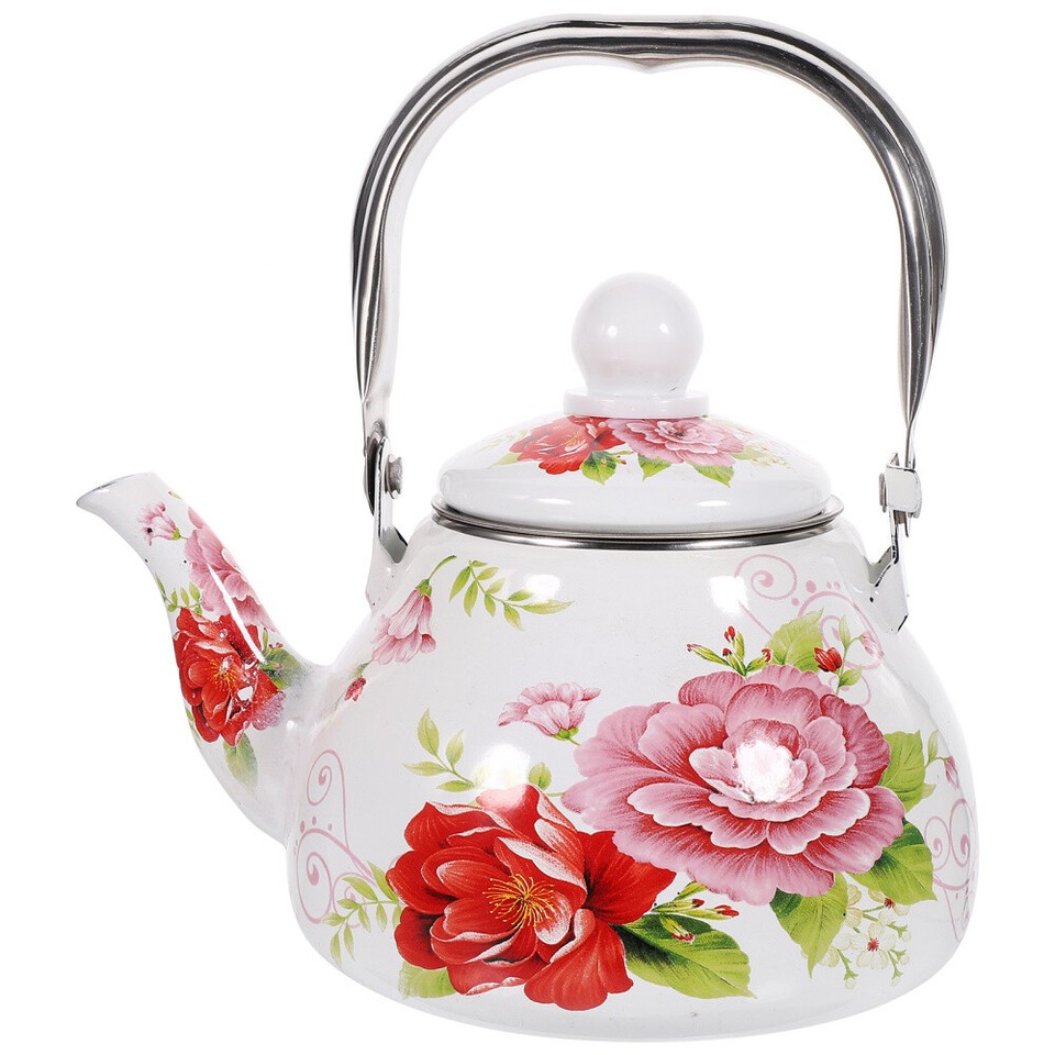 Enamel Kettle Floral Pattern Tea Kettle Stovetop Decorative Teapot Tea ...