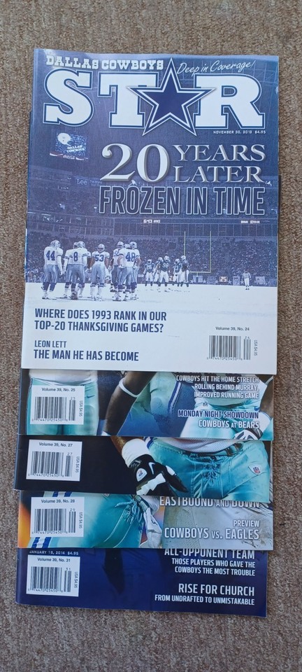 Dallas Cowboys Star Magazine 2013 Lot of 5 NFL Tyron Smith Tony Romo ...