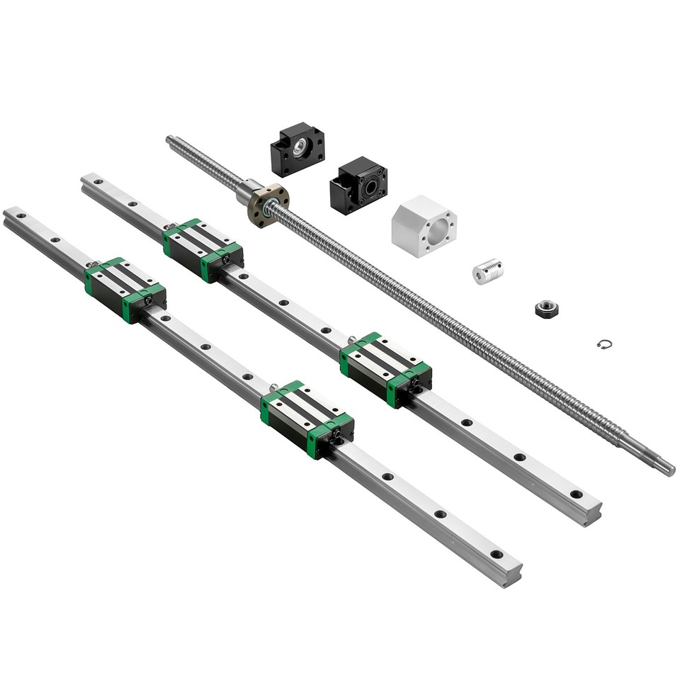 2X Linear Rails HGR20-1500mm 4X Blocks Ballscrew RM1605-1500mm BF12 ...