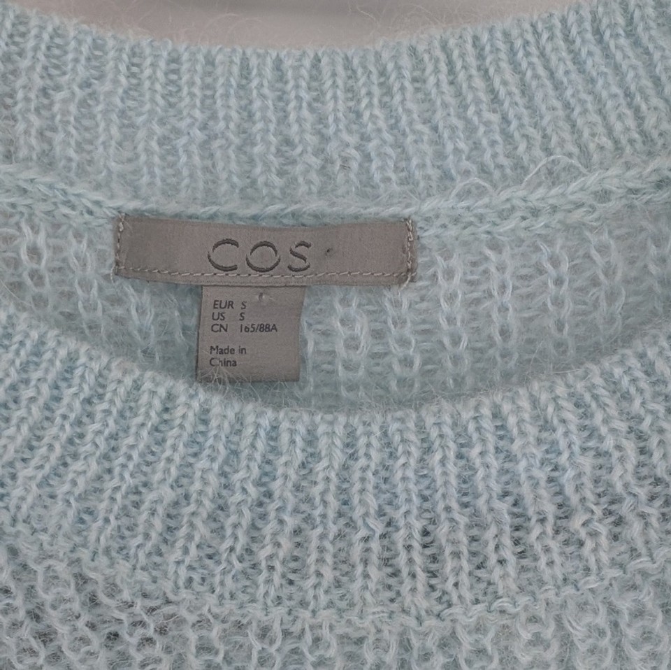 COS Sweater Mohair Wool Blend Pullover Knit Crew Neck Light Blue Size ...
