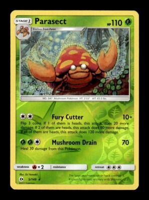 Pokemon Sun & Moon PARASECT 5/149 Reverse Holo | eBay