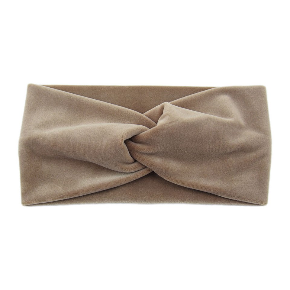 Short Velvet Cross Hairband Solid Color Wide Elastic Hair Band Handmade ...