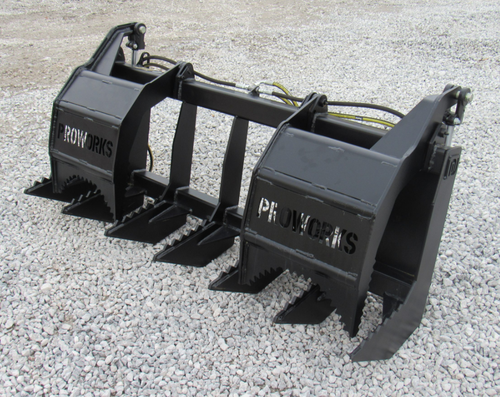 60" Dual Tine Root Rake Clam Grapple Attachment Fits Universal Quick ...