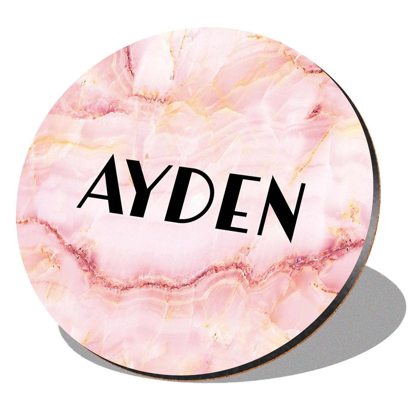 1 x Round Coaster - Name Ayden Marble Stone Texture Lettering #275581 ...