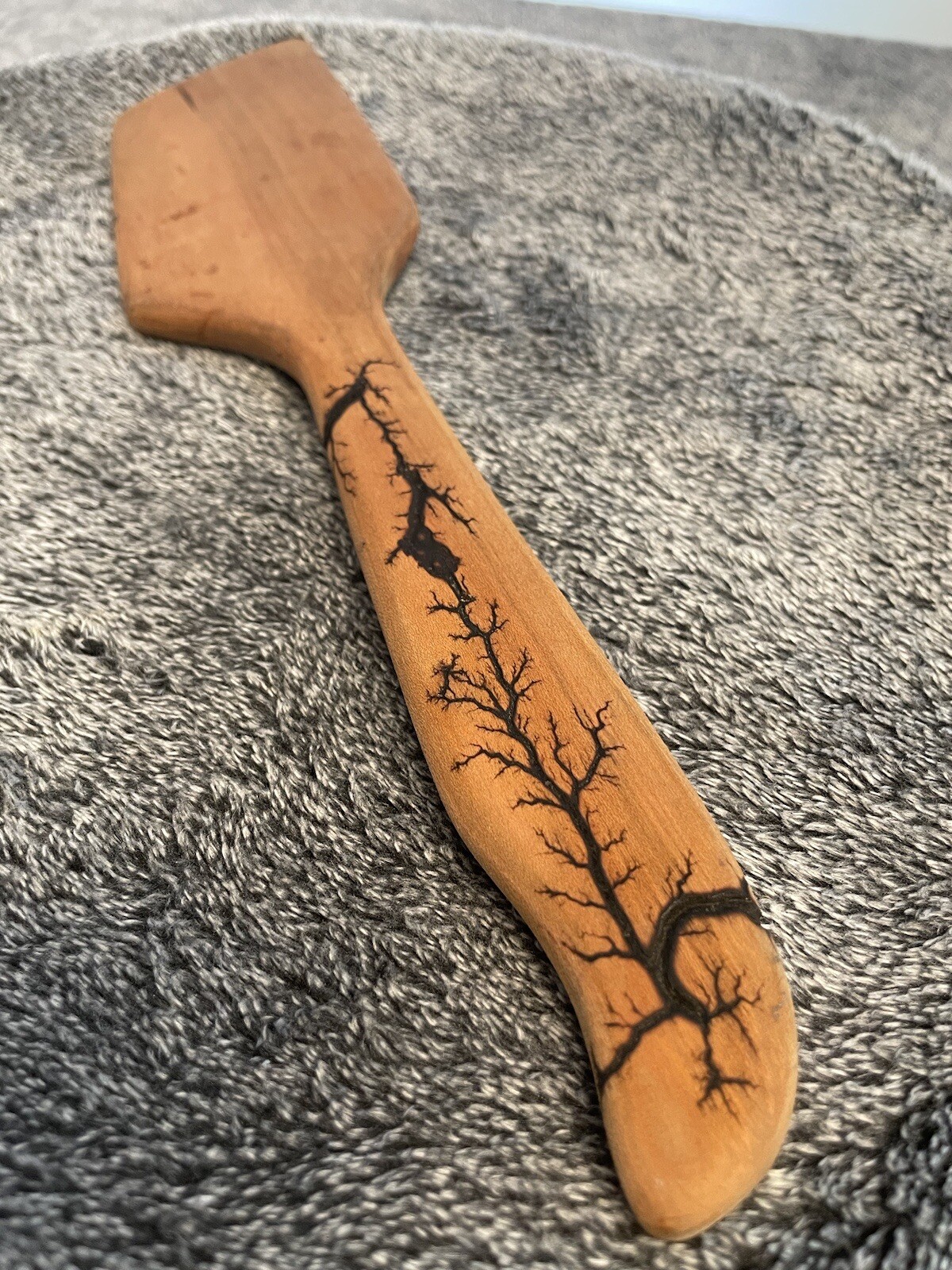 Burnt Wooden Spoon Hand Decorated Spatula Tree Design Folk Art | eBay