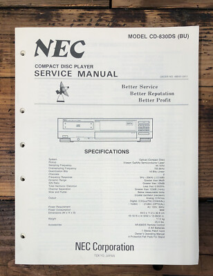 NEC CD-830 CD-830DS CD Player Service Manual *Original* | eBay