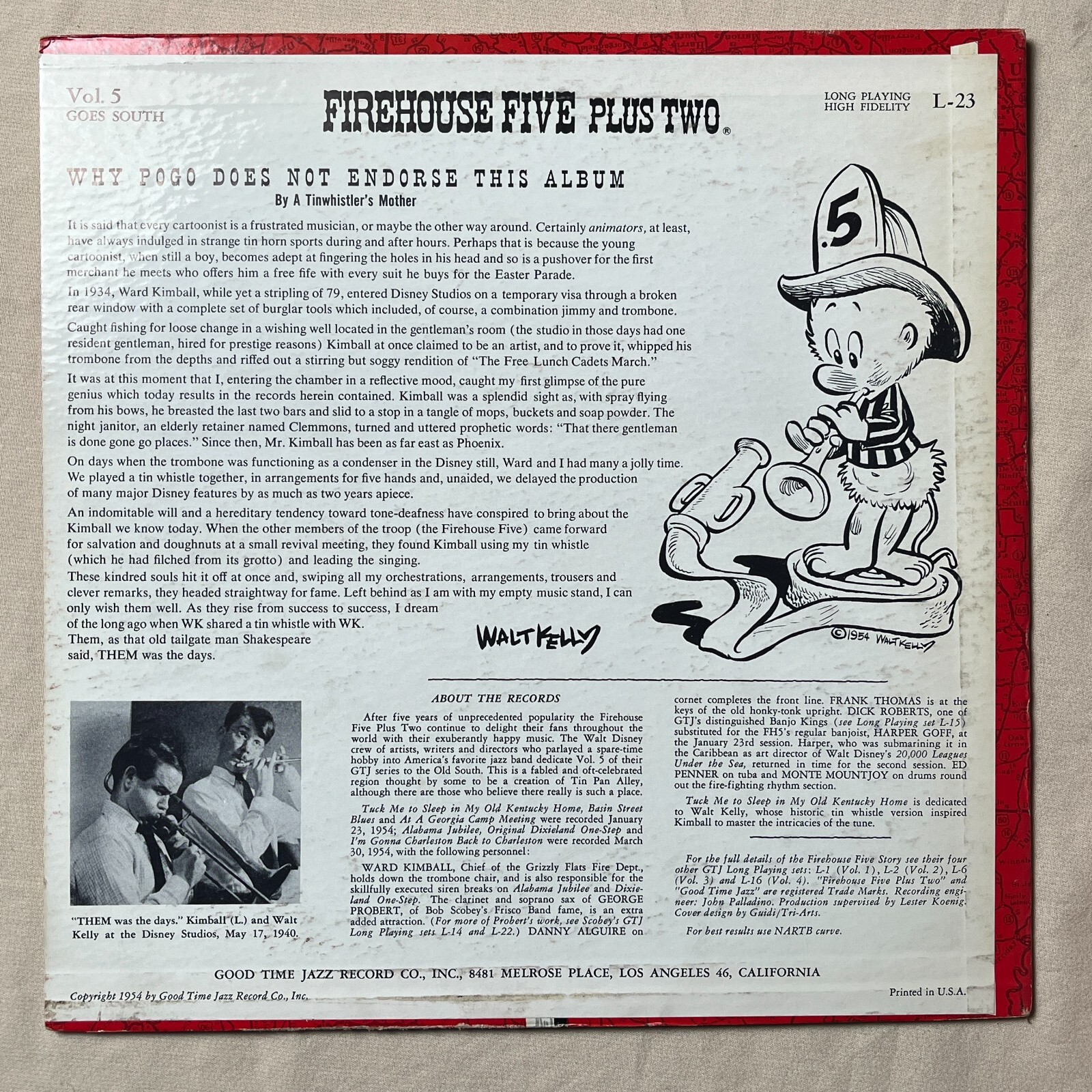 FIREHOUSE FIVE PLUS TWO Goes South! 1954 Vinyl 10" LP Good Time Jazz L-23 - VG+ | eBay